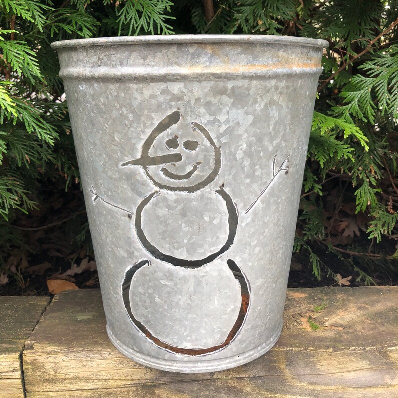 Galvanized Metal Snowman Sap Buckets Christmas Holiday Present - Etsy ...