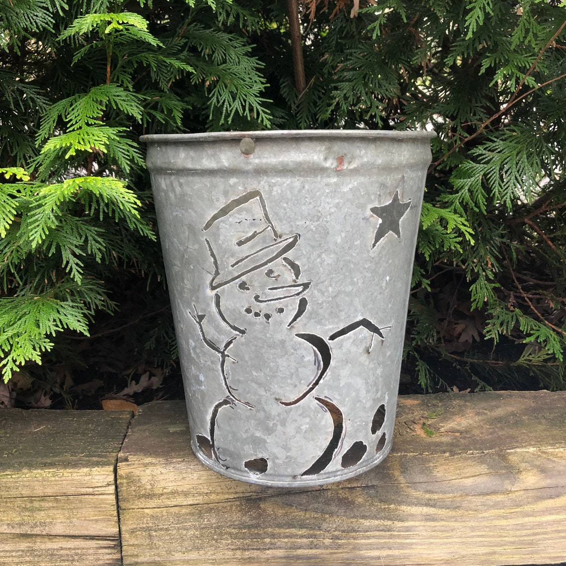 Galvanized Metal Snowman Sap Buckets Christmas Holiday Present - Etsy