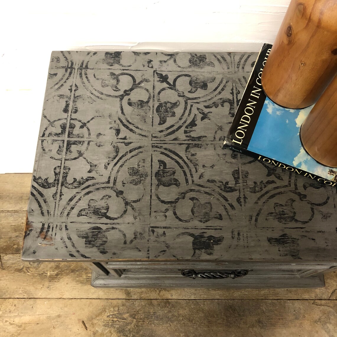 Grey & Black Distressed Night Stand End Table Masculine - Etsy