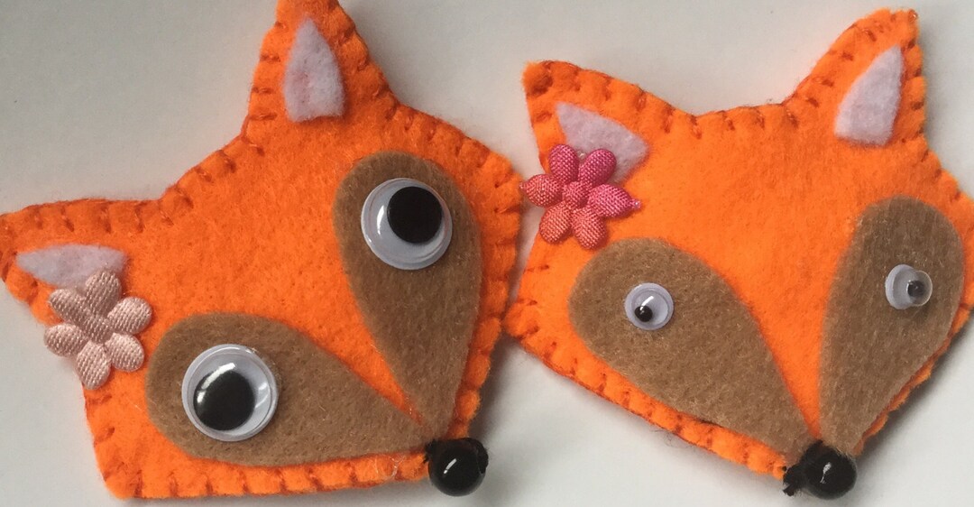 Fox Hair Slide. Little Girl Felt Hair Clip Hand Embroidered Set of Two ...