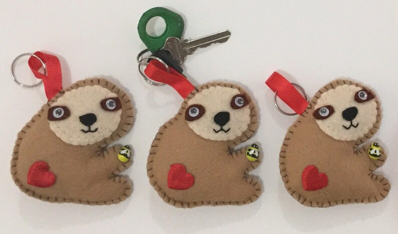 Sloth Keyring Handmade Hanging Cute Sloth Felt Keychain With Fabric ...