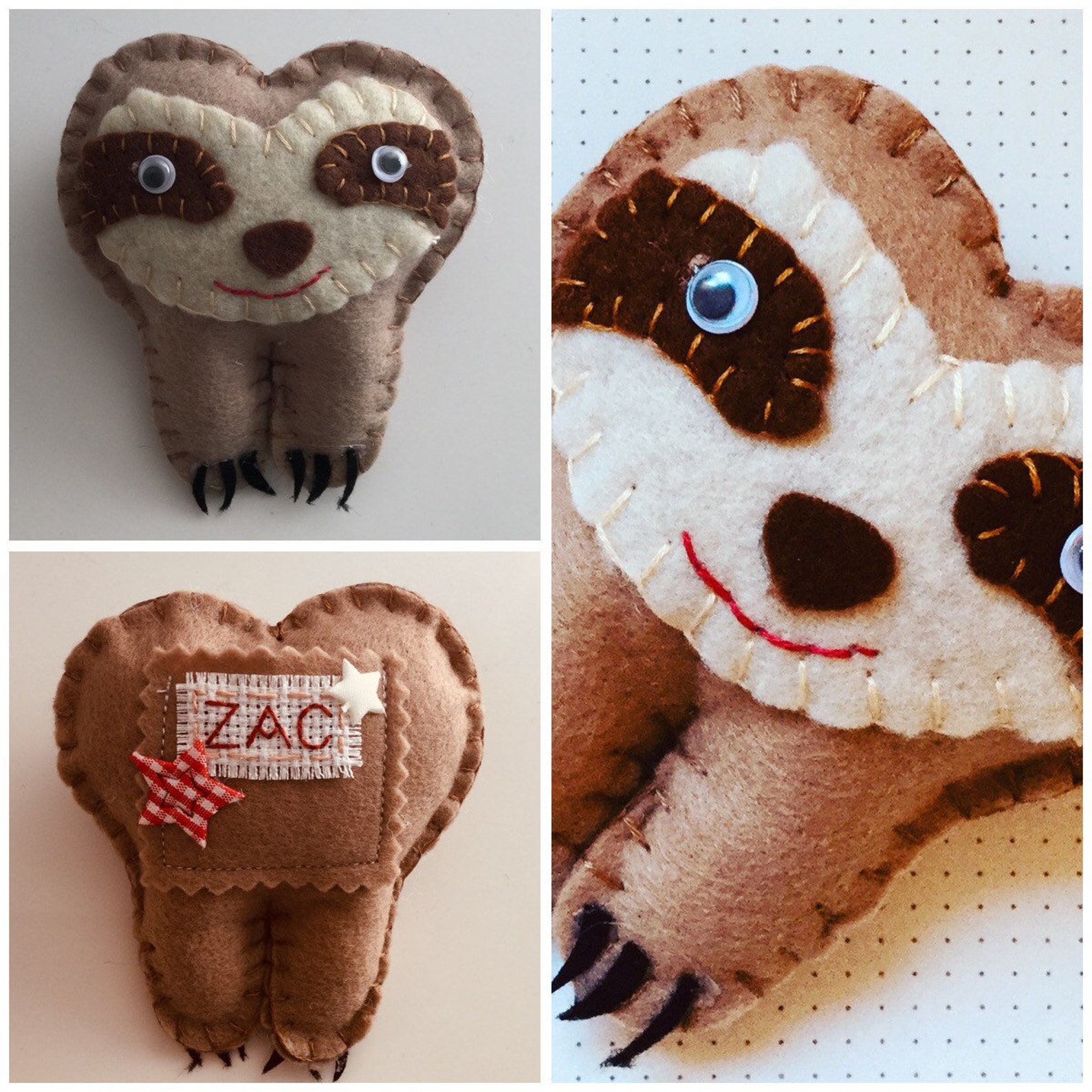 Sloth Tooth Fairy Pillow, Hand Embroidered and Personalised in Sydney ...