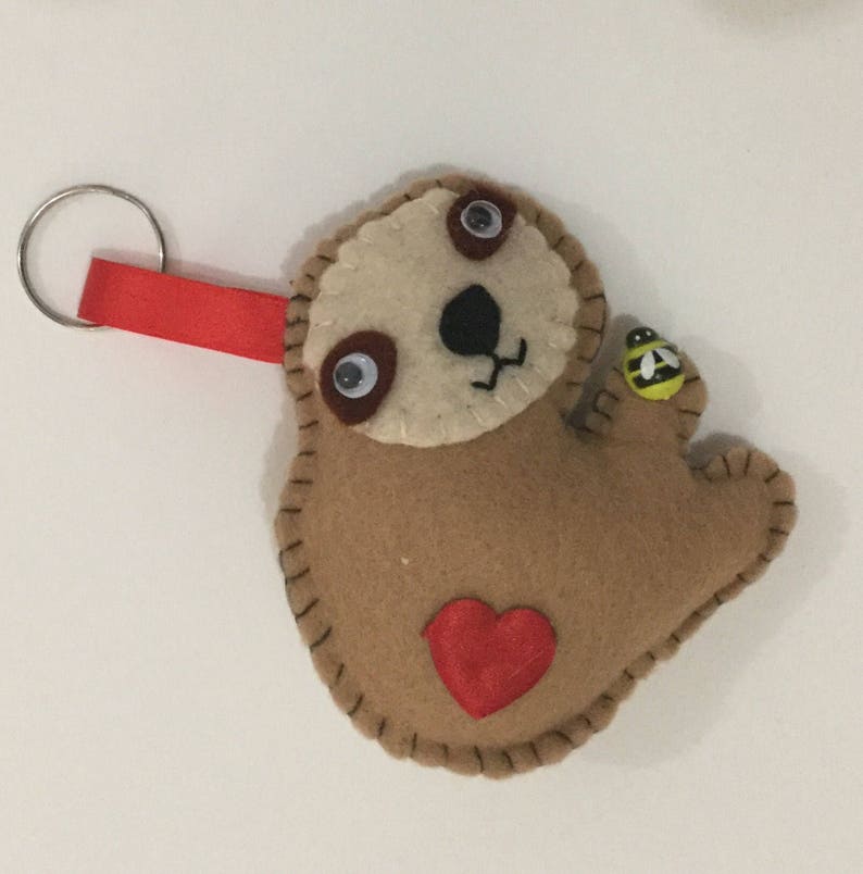 Sloth Keyring Handmade Hanging Cute Sloth Felt Keychain With Fabric ...