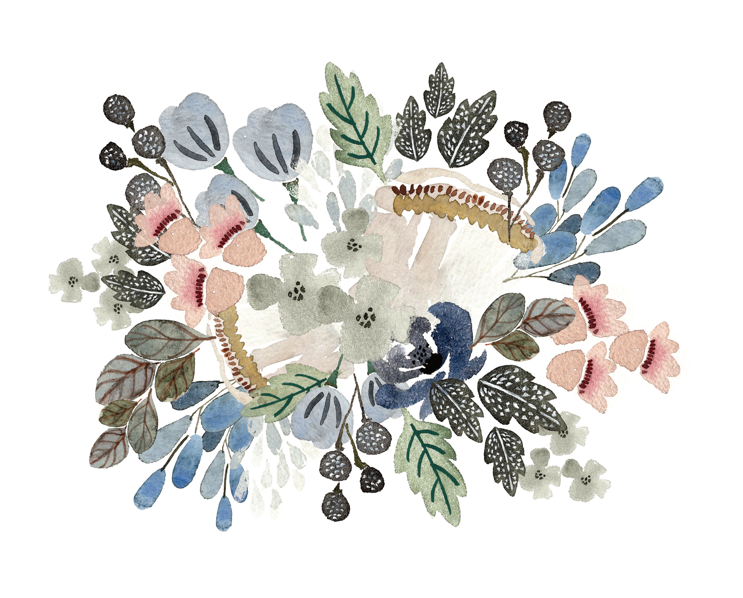 Floral Watercolor Painting, Botanical Illustration Print, Nursery Wall ...