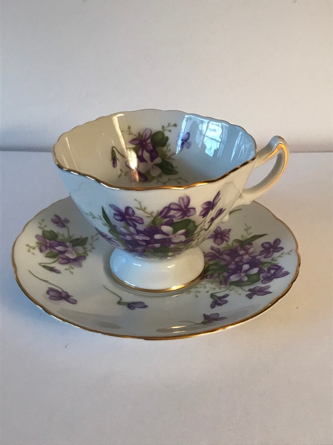 Rossetti Spring Violets Occupied Japan Footed Cup & Saucer 1945-1952 ...