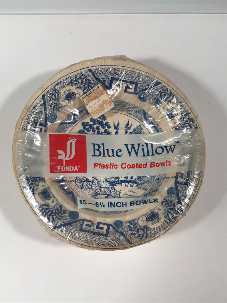 Vintage Blue Willow Set of 15 Fonda 6.25'' Paper Bowls 1960's, Unopened ...