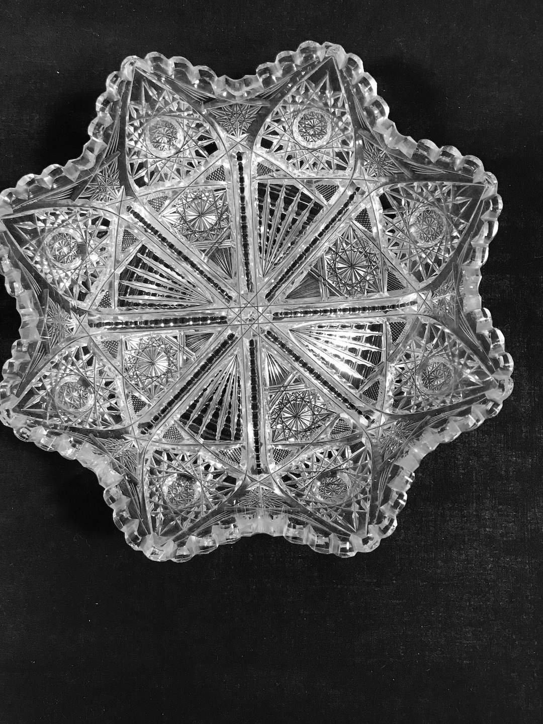 ABCG American Brilliant Cut Glass Star Shaped Bowl 8 3/4" by Pairpoint ...