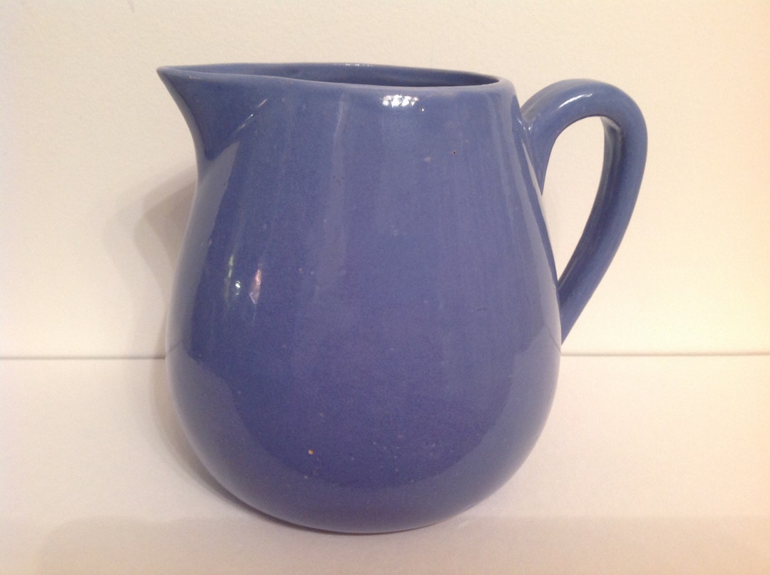 Vintage Blue Pottery Jug Pitcher 6 1/2” Tall, Unknown USA Maker - Etsy