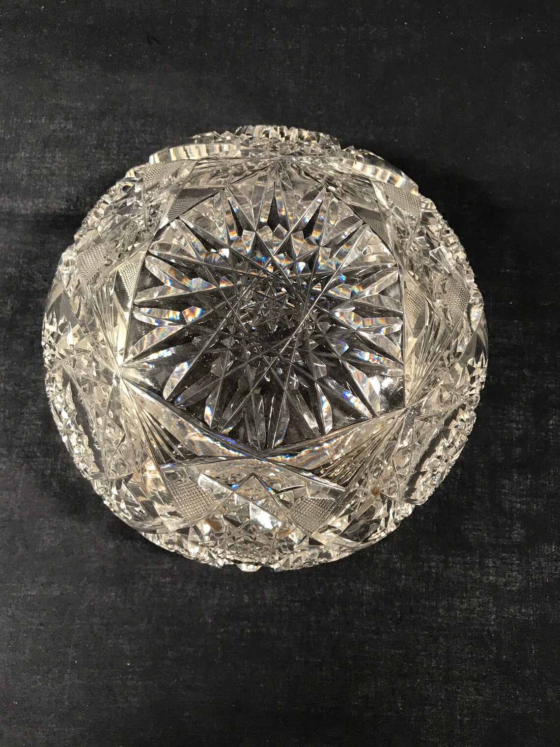 ABCG American Brilliant Cut Glass 8 Deep Bowl STAR & Hobstars Design C ...