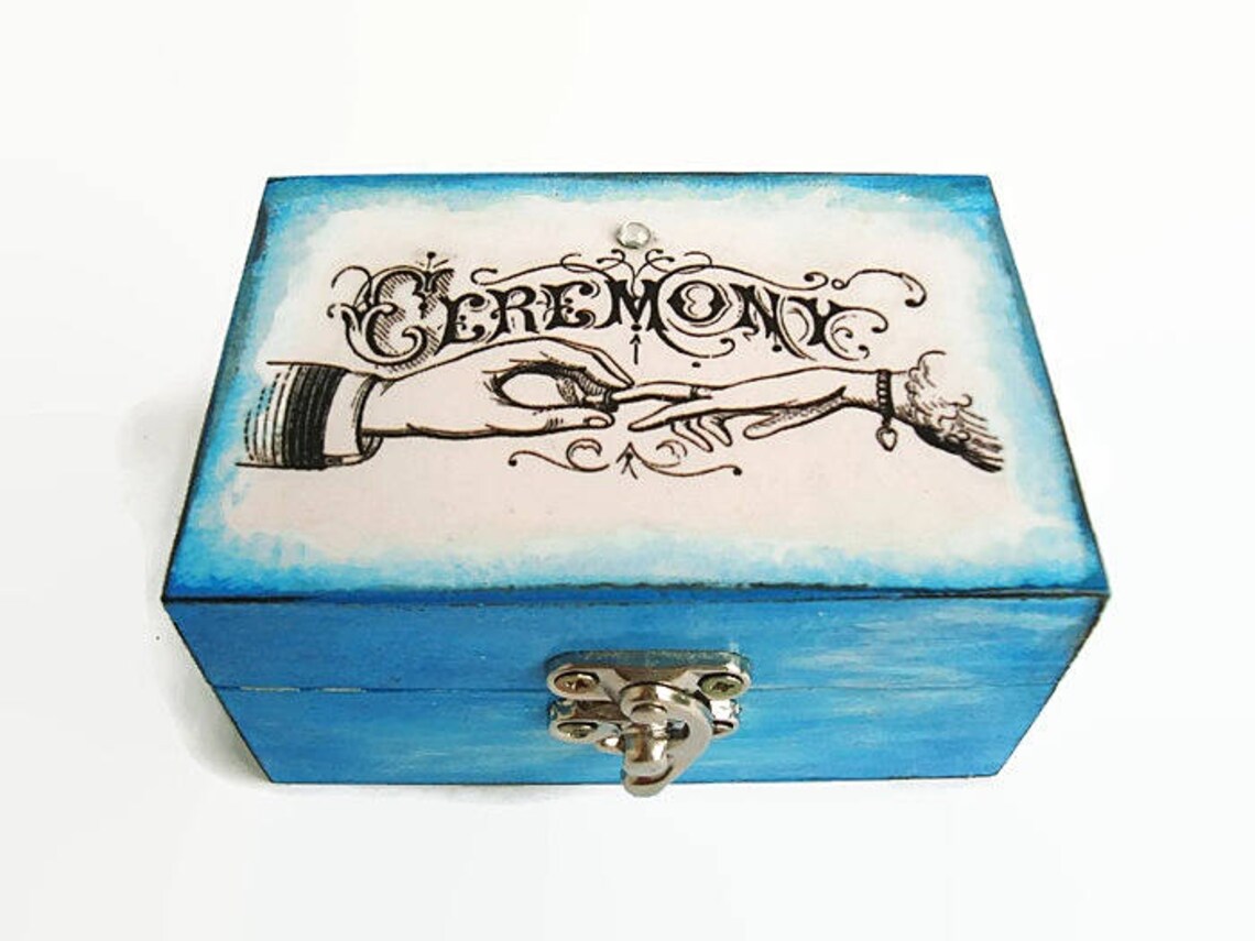 Blue Rings Box Ring Box Wedding Ring Box Wood Blue Wood - Etsy