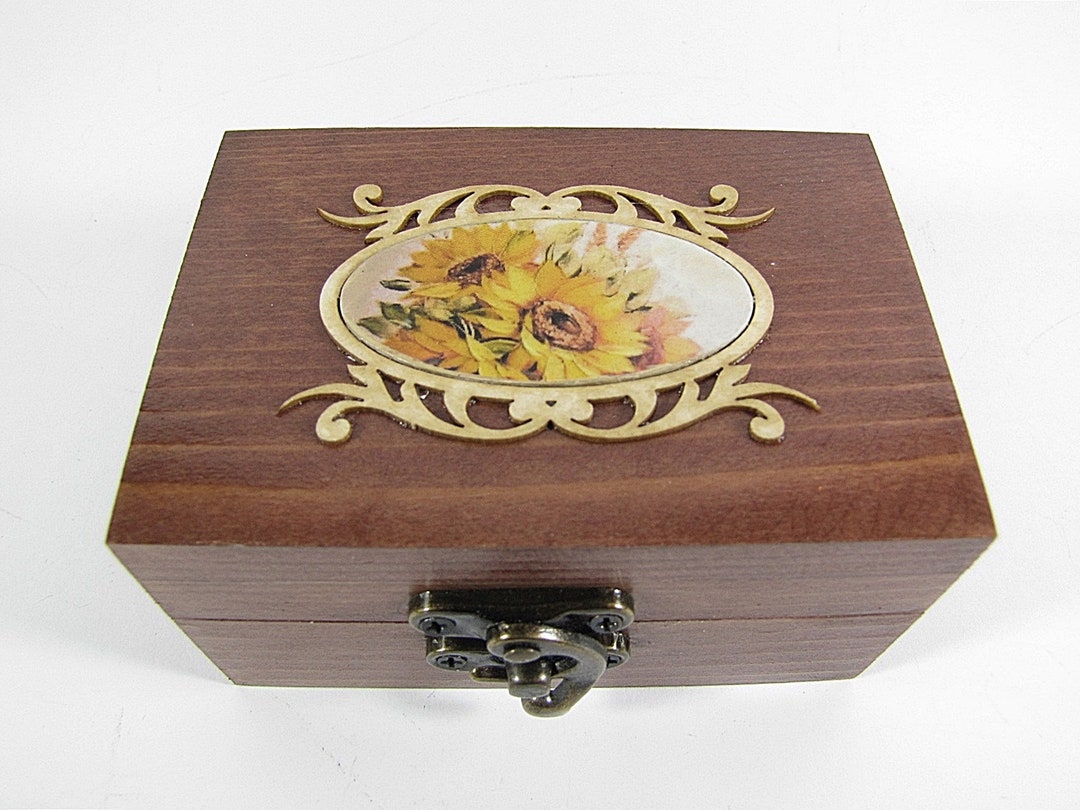 Sunflowers, Ring Box, Brown Box Rings, Sunflowers Decoration, Sunflower ...