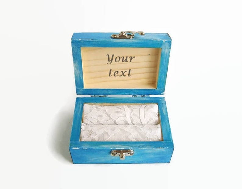 Blue Rings Box Ring Box Wedding Ring Box Wood Blue Wood - Etsy