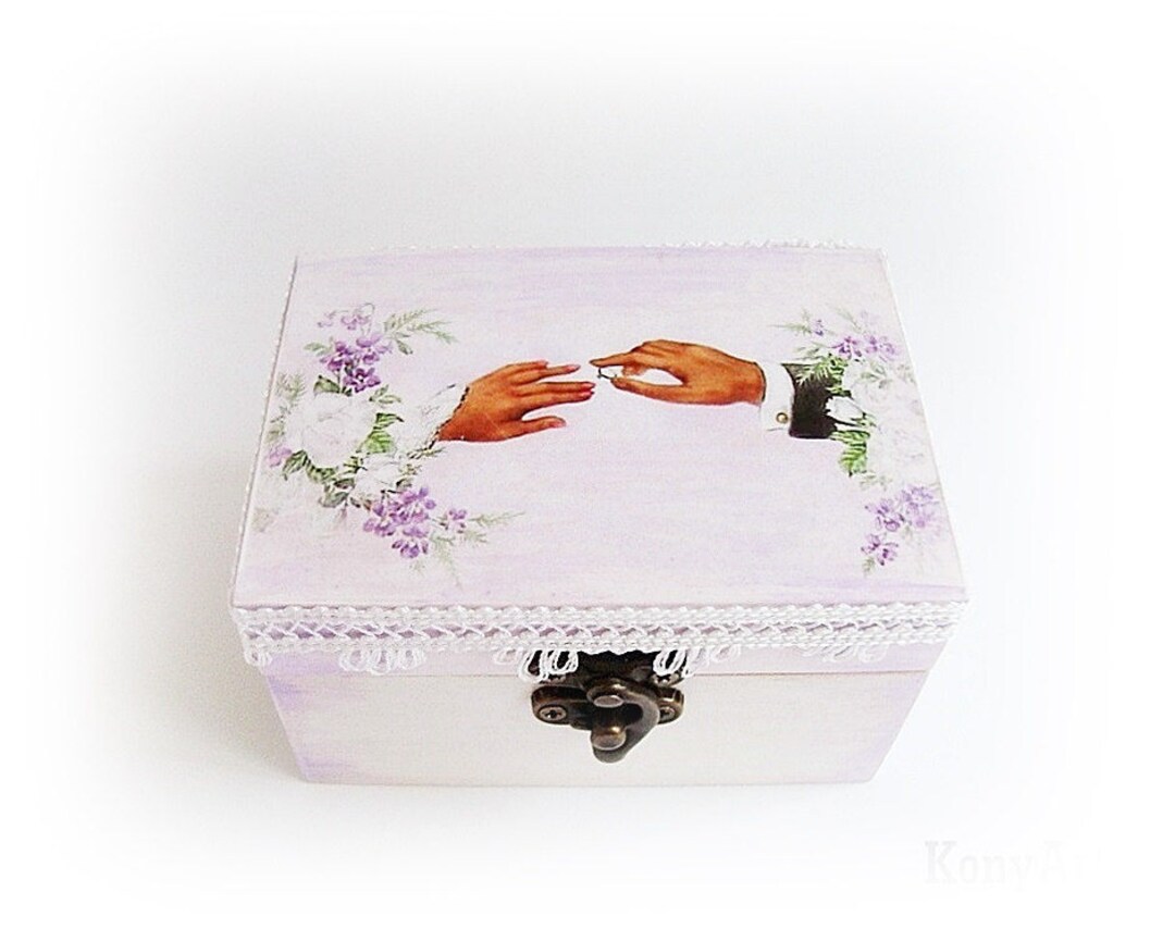 Violet Ring Box, Wedding Rings Box, Bride and Groom Box, Newlyweds Box ...