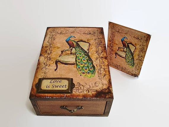 Peacock Box Drawer Jewelry Box Peacock Wedding Gift Peacock - Etsy