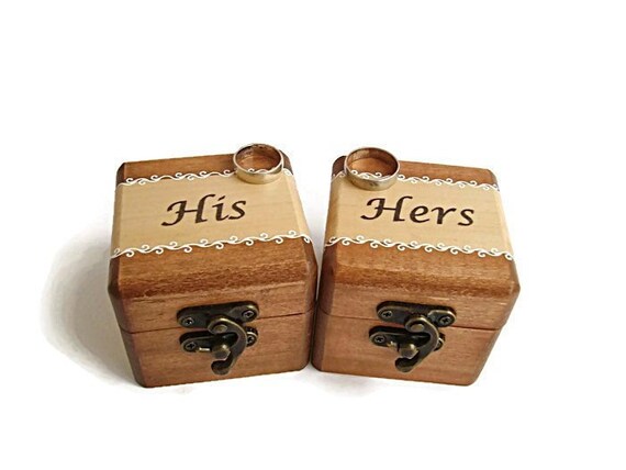 His and Hers Ring Box Set Wooden Box Rings Wedding Ring Boxes Ring Bearer Boxes Small Wood Box Small Keepsake Box Brown Ring Box Etsy UK