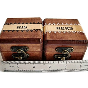 His and Hers Set of 2 Ring Box, Brown Ring Boxes, Wedding Ring Box ...
