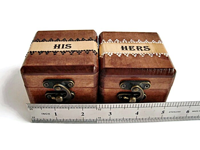 His and Hers Set of 2 Ring Box Brown Ring Boxes Wedding Ring - Etsy