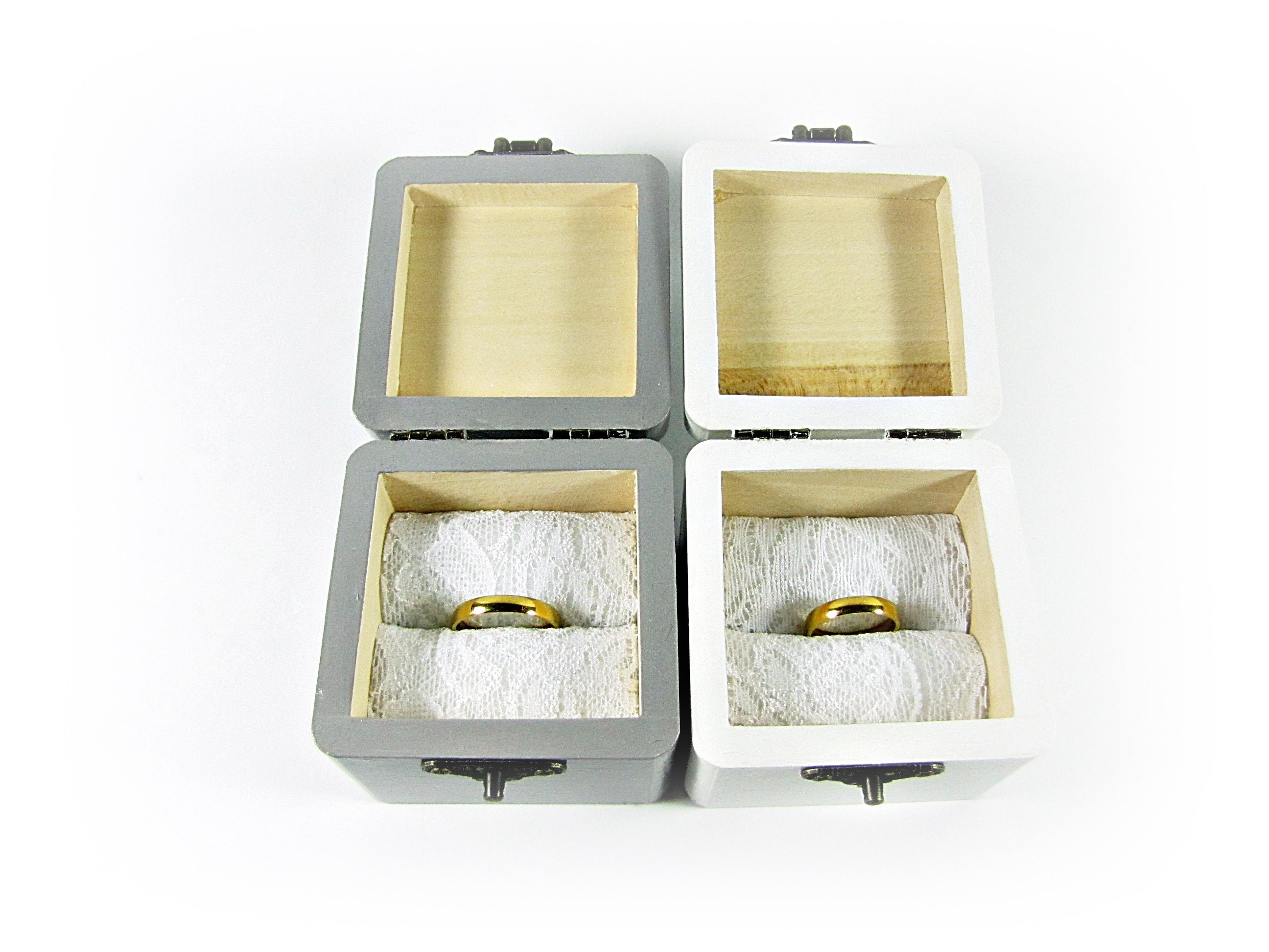 Gray and White Ring Box Ring boxes Mr and Mrs Set of 2 | Etsy