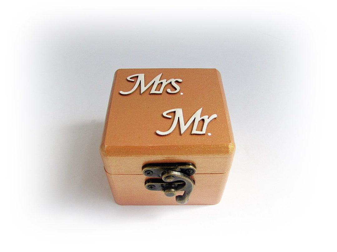 Rose Gold Ring Box Wedding, Eco Friendly Box, Mr and Mrs, Wooden Box ...