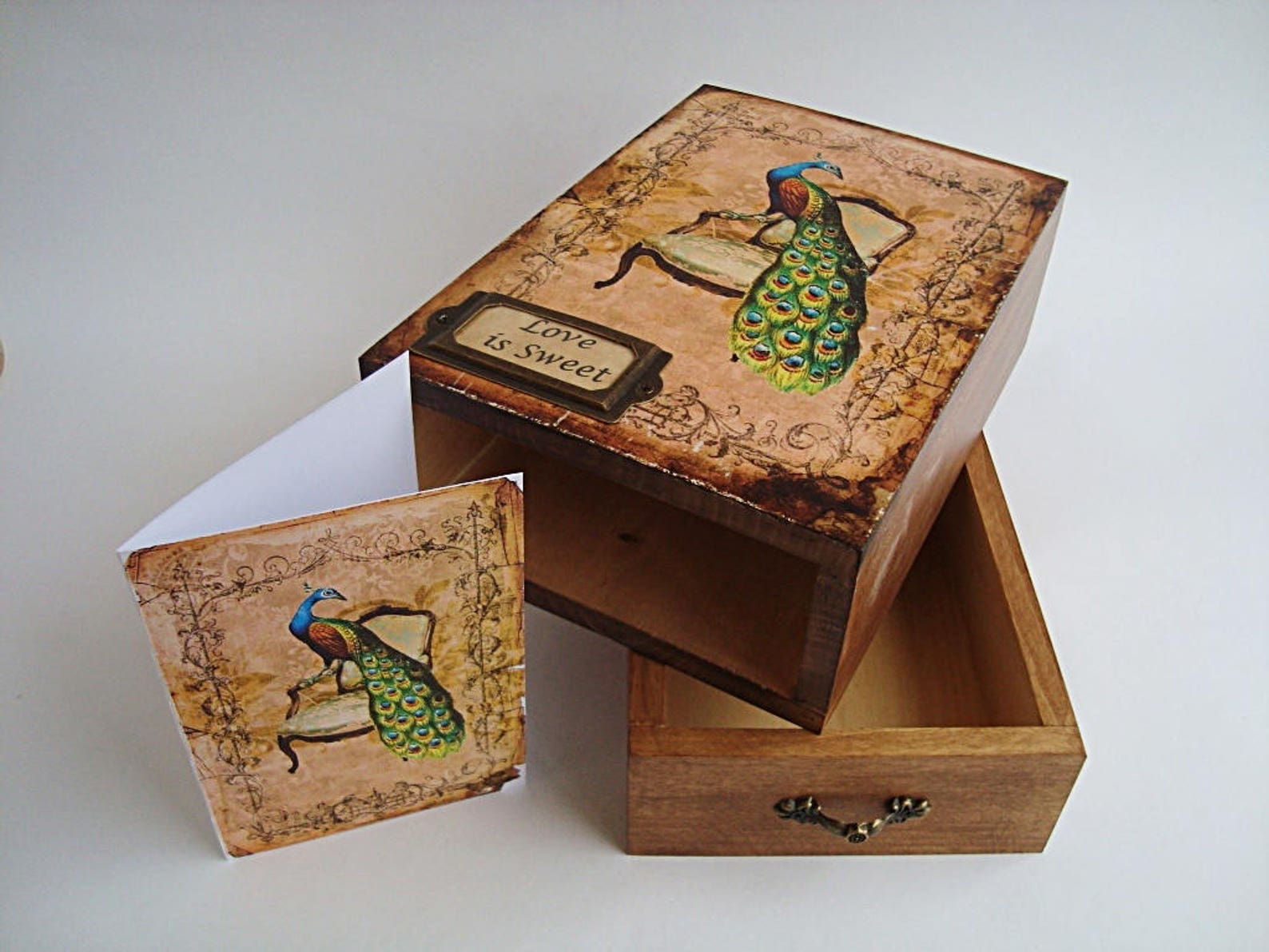Peacock Box Drawer Jewelry Box Peacock Wedding Gift Peacock - Etsy