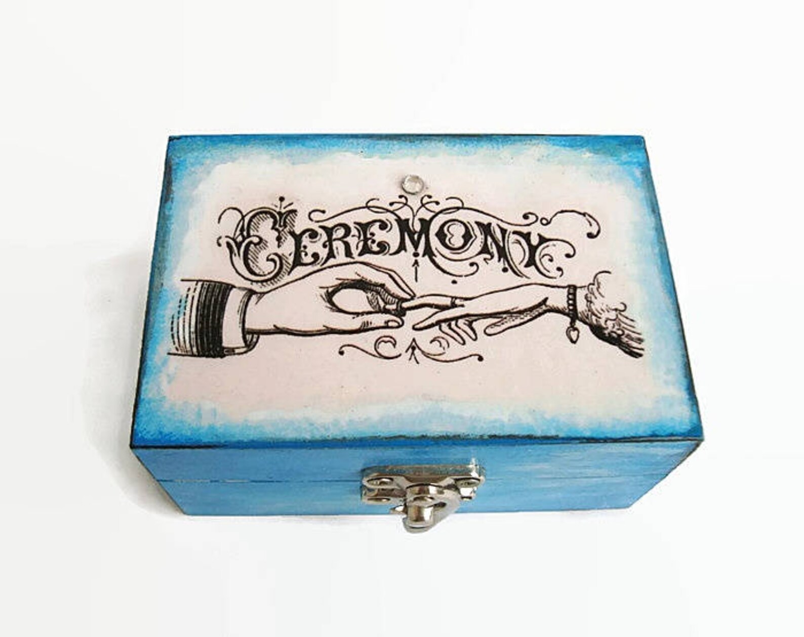 Blue Rings Box Ring Box Wedding Ring Box Wood Blue Wood - Etsy