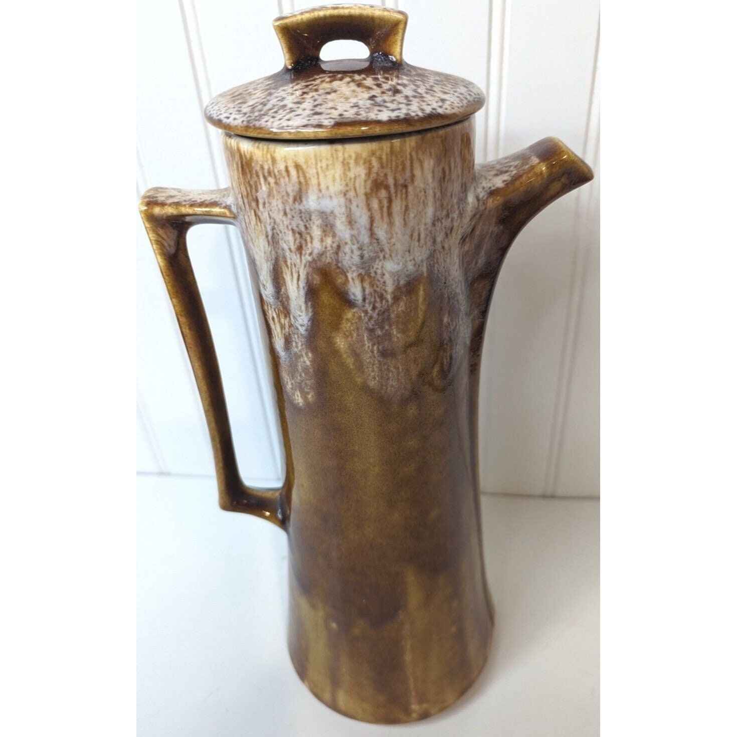 Vintage Arnel’s Glazed Pottery Pitcher Mid Century Modern Ceramics Tan ...