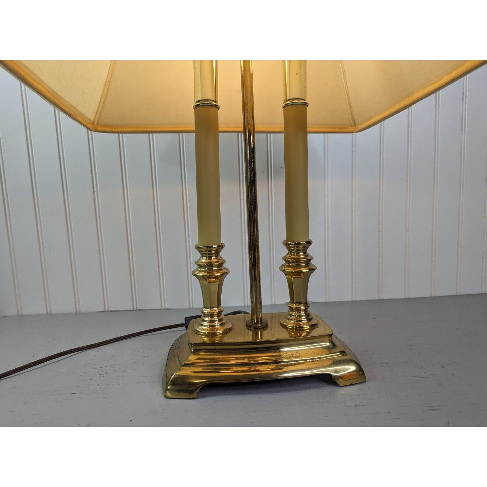 Vintage Brass Two Arm Table Lamp Shiny Brass Height 19, Shade Length 15 ...