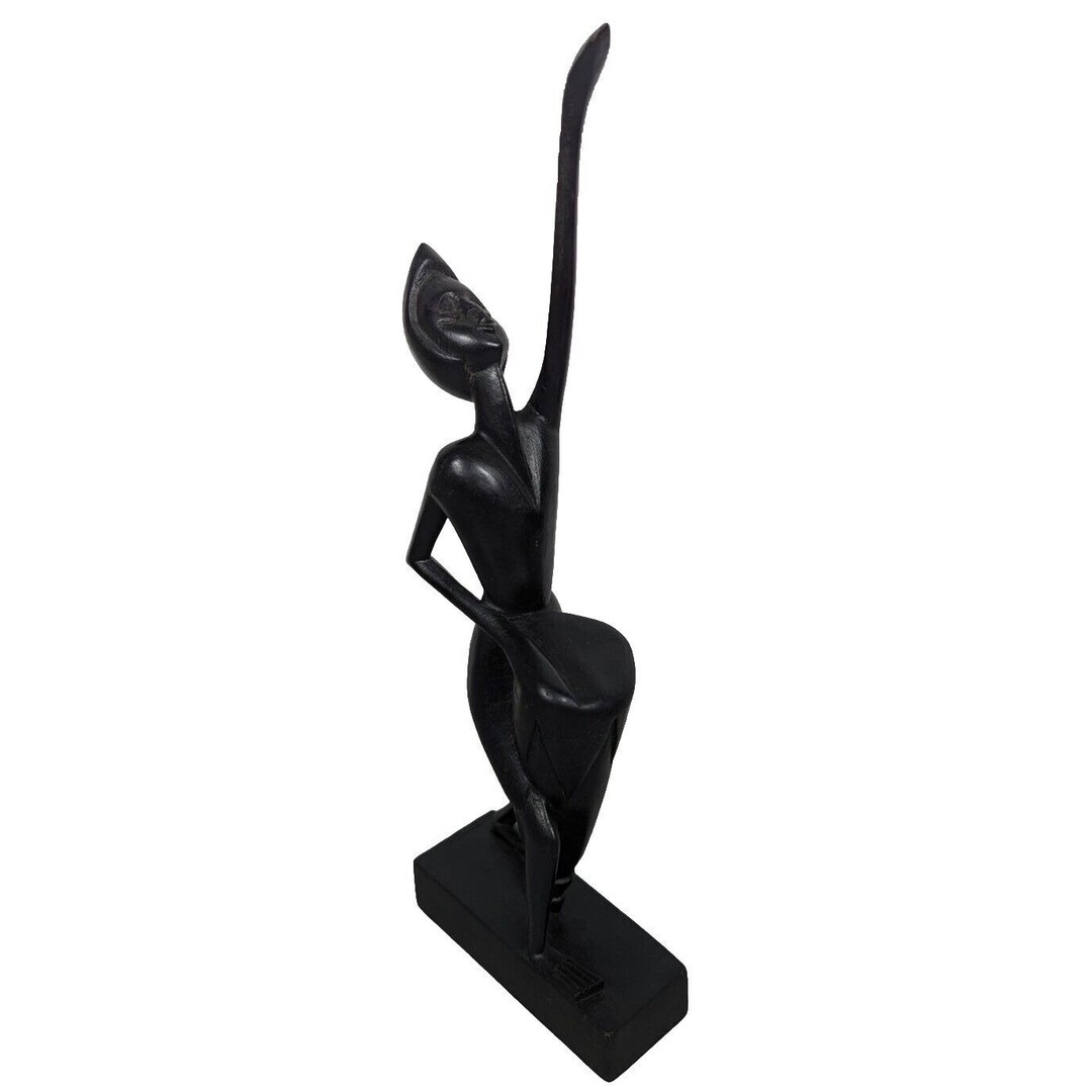 Mid Century African Makonde Carved Wood Sculpture Women Drummer 13 Tall ...
