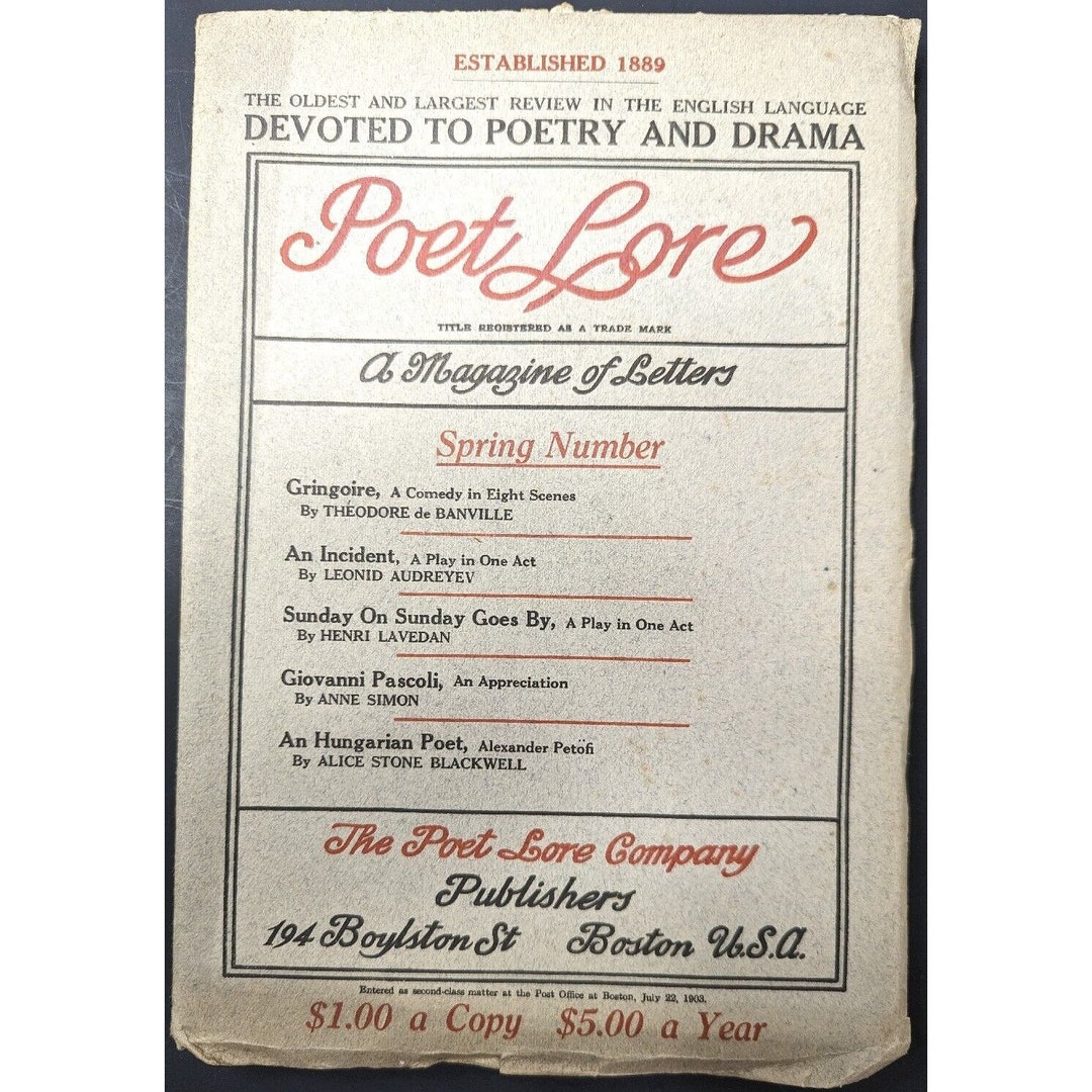 POET LORE A Magazine of Letters, Volume XXVII Spring 1916 Poet Lore ...