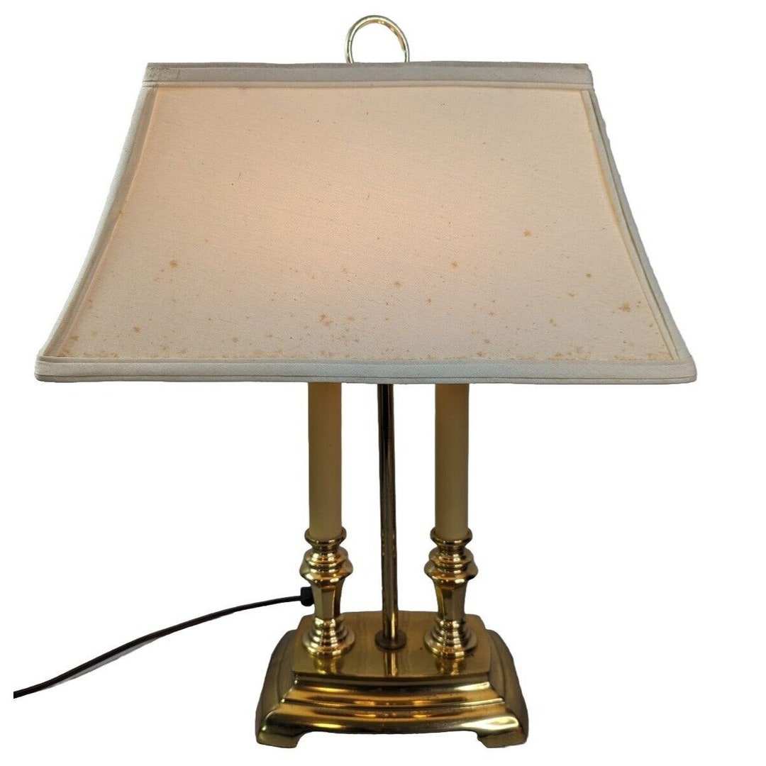 Vintage Brass Two Arm Table Lamp Shiny Brass Height 19, Shade Length 15 ...