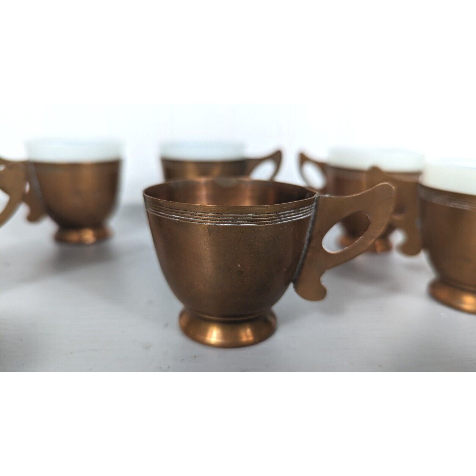 Vintage Dallah Turkish Coffee Arabic Brass Coffee Cups Set 6 Ceramic ...