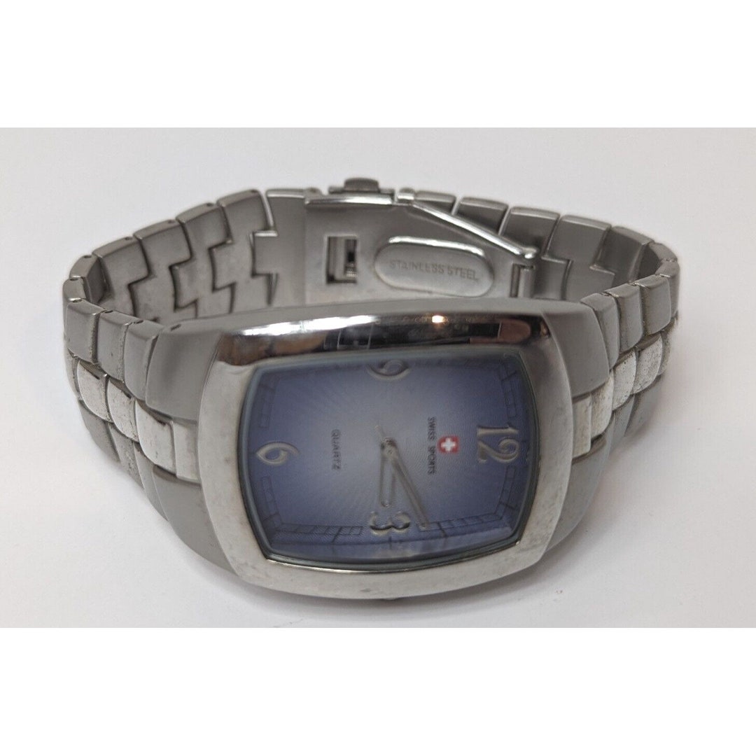 Men's Swiss Cross Sports Watch Blue Face Quartz Analog Stainless N ...