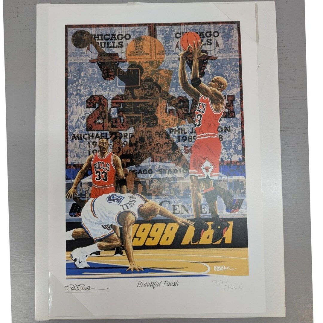 Michael Jordan 'finish' Lithograph, Signed Rick Rush, Limited Edition ...