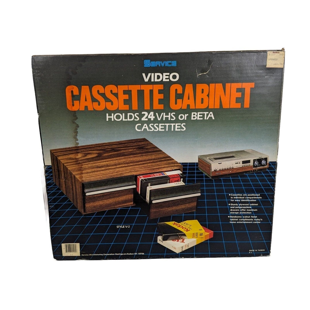 Vintage Service Video VHS Cassette Cabinet Wood Grain Finish Original ...
