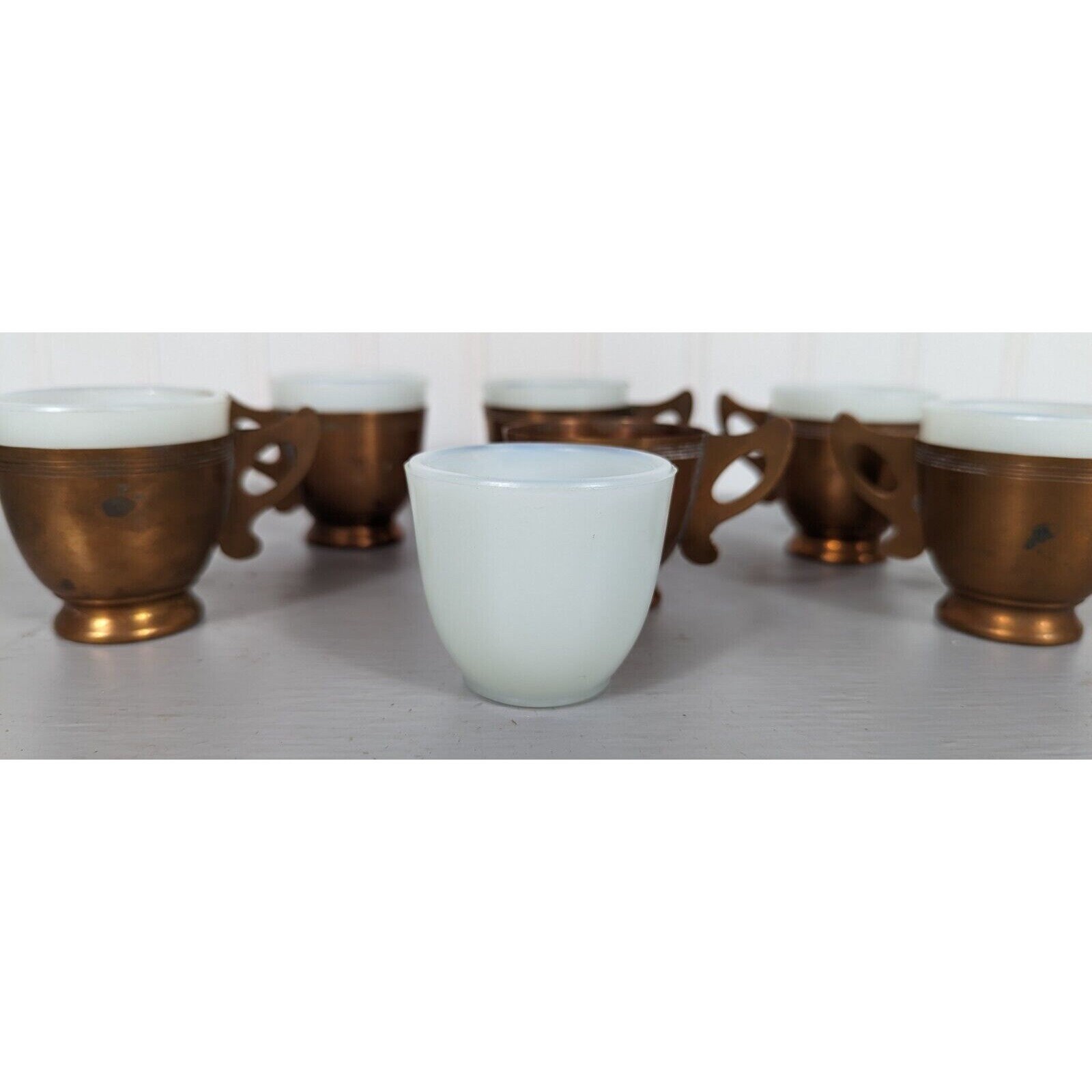 Vintage Dallah Turkish Coffee Arabic Brass Coffee Cups Set 6 Ceramic ...
