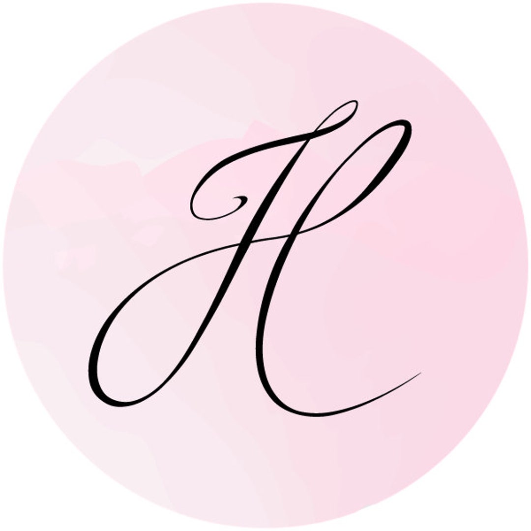 Monogram "h" -- 2-1/2" Pink Watercolor Label -- INSTANT DOWNLOAD --8 ...