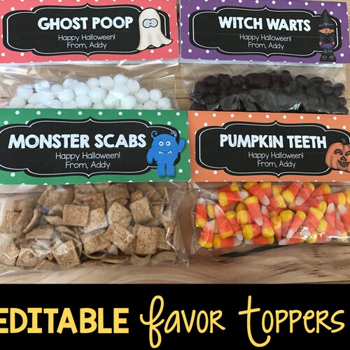 Halloween Party Favor Tags EDITABLE Pumpkin Witch Monster - Etsy