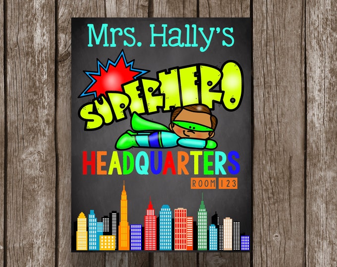 Superhero Wall Art - Classroom Poster - Teacher Printable - Custom ...