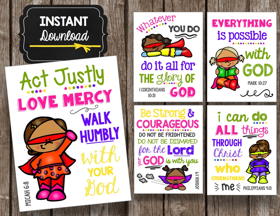 Superhero Kids Scripture Posters - Printable JPG and PDF Files ...