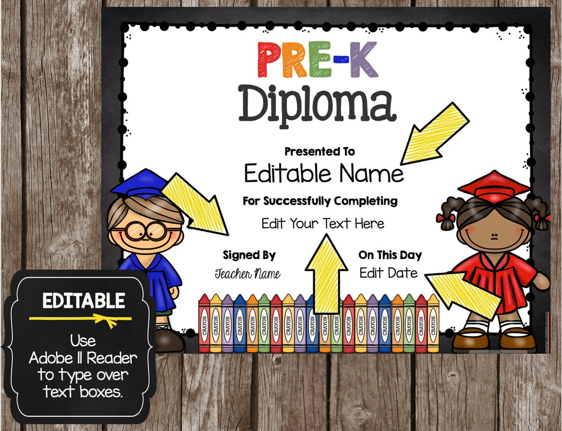 50% OFF SALE - Pre-k Diploma - Graduation - Printable - INSTANT ...