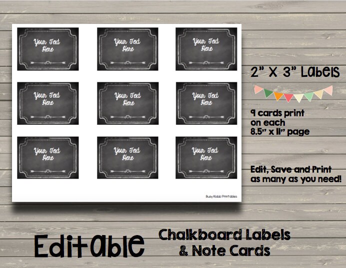 50% OFF SALE Chalkboard Labels editable Note Cards Frames - Etsy