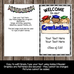 Graduation Program - EDITABLE - Kindergarten - Preschool - Prek - Pre-k ...