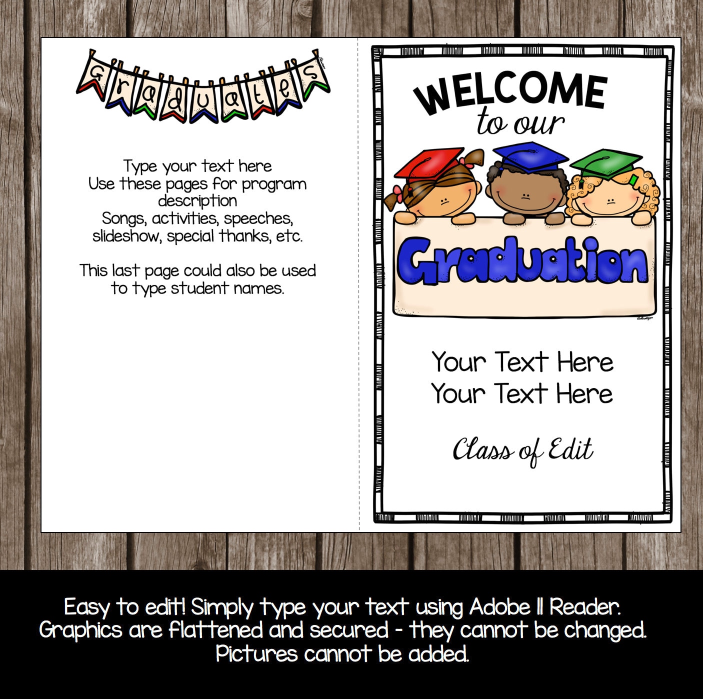 Graduation Program - EDITABLE - Kindergarten - Preschool - Prek - Pre-k ...
