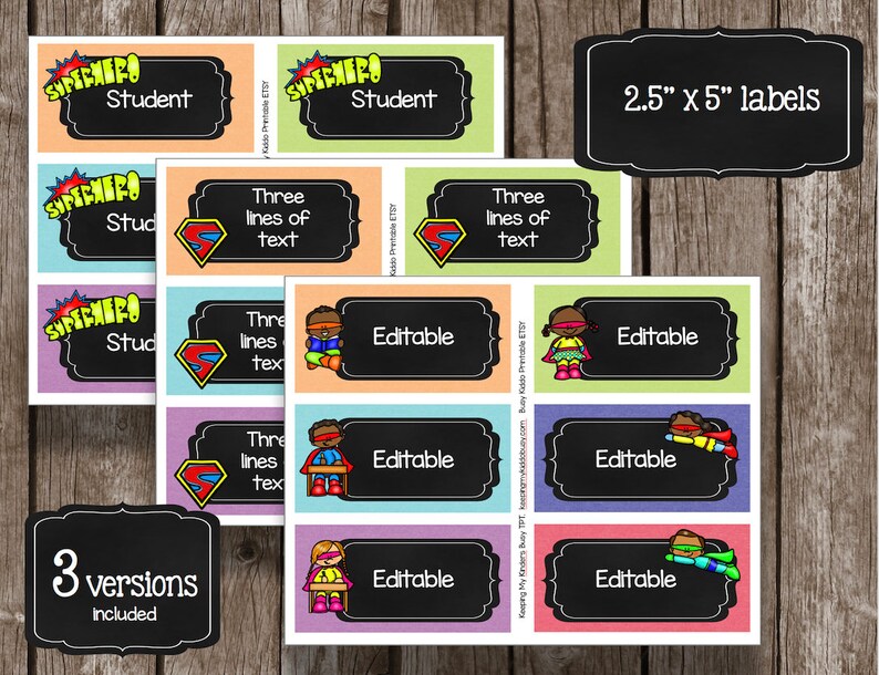 Superhero Cards Labels Tags Classroom Supplies - Etsy