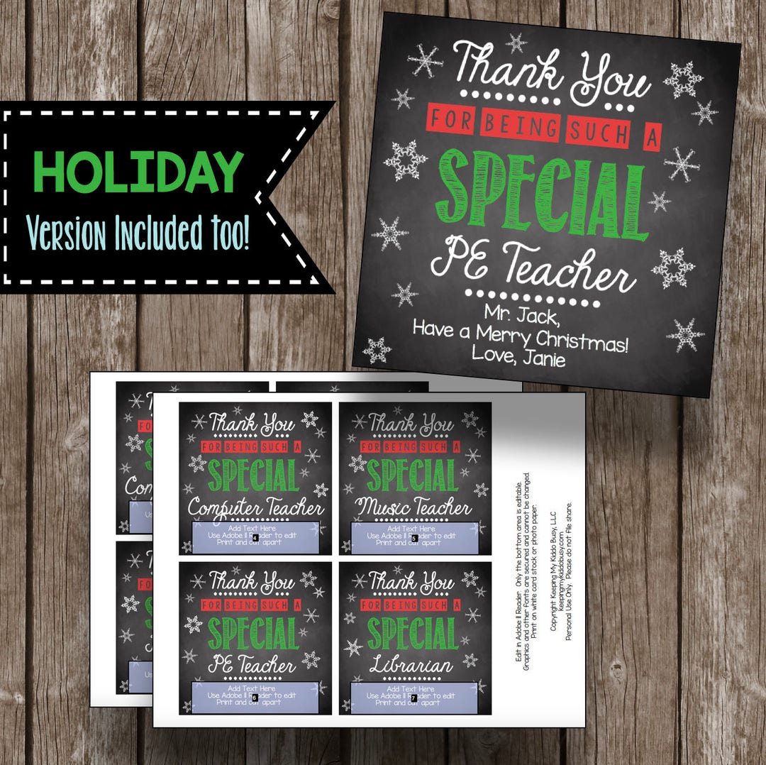 Teacher Appreciation Cards - EDITABLE - Music - Librarian - Computer ...