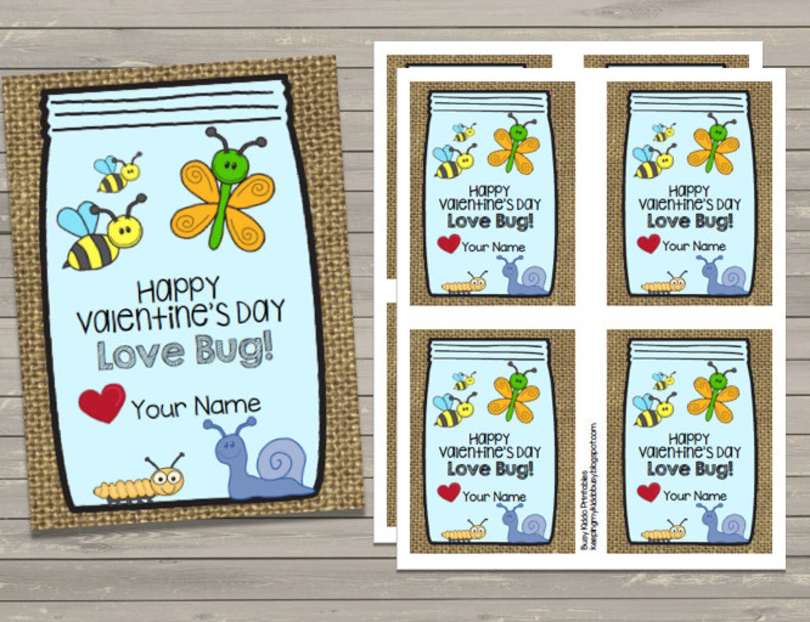 50% OFF SALE Valentine's Day EDITABLE Love Bug Kids Cards | Etsy