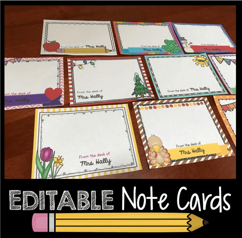 Personalized Note Cards - EDITABLE - Teacher Stationary - Custom Notes ...