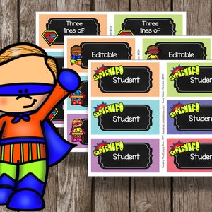 Superhero Cards - Labels - Tags - Classroom Supplies - Editable ...