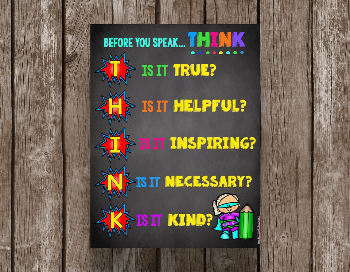 Superhero THINK Poster Classroom Decor Playroom Kids - Etsy