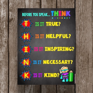Superhero THINK Poster - Classroom Decor - Playroom - Kids Wall Art ...